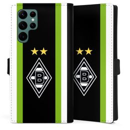 DeinDesign Galaxy S22 Ultra Handy Klapph&uuml;lle Handyh&uuml;lle aus Kunst Leder schwarz Flip Case Logo Gladbach Borussia M&ouml;nchengladbach Sideflip mit langer Lasche