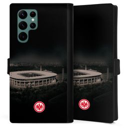 DeinDesign Galaxy S22 Ultra Handy Klapph&uuml;lle Handyh&uuml;lle aus Kunst Leder schwarz Flip Case Stadium Official Licensed Product Eintracht Frankfurt Sideflip mit 