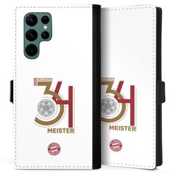 DeinDesign Galaxy S22 Ultra Handy Klapph&uuml;lle Handyh&uuml;lle aus Kunst Leder schwarz Flip Case Official Licensed Product Master Fc Bayern M&uuml;nchen Sideflip mit langer 