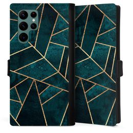 DeinDesign Galaxy S22 Ultra Handy Klapph&uuml;lle Handyh&uuml;lle aus Kunst Leder schwarz Flip Case Stone Elisabeth Fredriksson Gold & Copper Sideflip mit langer Lasche