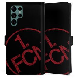 DeinDesign Galaxy S22 Ultra Handy Klapph&uuml;lle Handyh&uuml;lle aus Kunst Leder schwarz Flip Case Texture Merchandise 1. Fcn Sideflip mit langer Lasche
