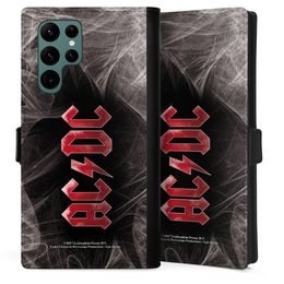 DeinDesign Galaxy S22 Ultra Handy Klapph&uuml;lle Handyh&uuml;lle aus Kunst Leder schwarz Flip Case Merchandise Acdc Logo Sideflip mit langer Lasche