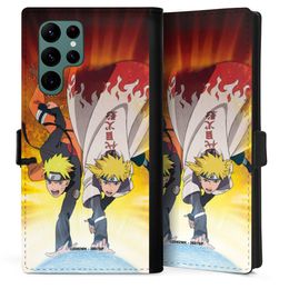 DeinDesign Galaxy S22 Ultra Handy Klapph&uuml;lle Handyh&uuml;lle aus Kunst Leder schwarz Flip Case Naruto Shippuden Minato Namikaze Official Licensed Product Sideflip mit