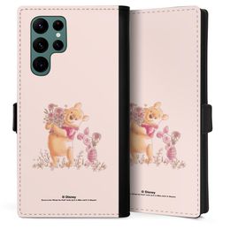 DeinDesign Galaxy S22 Ultra Handy Klapph&uuml;lle Handyh&uuml;lle aus Kunst Leder schwarz Flip Case Official Licensed Product Winnie The Pooh Piglet Disney Sideflip mit 