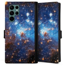 DeinDesign Galaxy S22 Ultra Handy Klapph&uuml;lle Handyh&uuml;lle aus Kunst Leder schwarz Flip Case Weltall Star Galaxy Sideflip mit langer Lasche