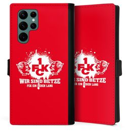 DeinDesign Galaxy S22 Ultra Handy Klapph&uuml;lle Handyh&uuml;lle aus Kunst Leder schwarz Flip Case 1. Fc Kaiserslautern Spruch Official Licensed Product Sideflip mit 