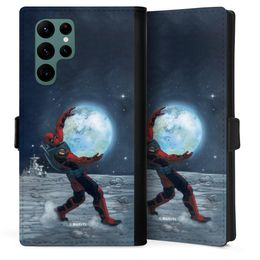 DeinDesign Galaxy S22 Ultra Handy Klapph&uuml;lle Handyh&uuml;lle aus Kunst Leder schwarz Flip Case Moon Marvel Deadpool Sideflip mit langer Lasche