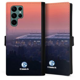 DeinDesign Galaxy S22 Ultra Handy Klapph&uuml;lle Handyh&uuml;lle aus Kunst Leder schwarz Flip Case Fc Schalke 04 Official Licensed Product Stadium Sideflip mit langer 
