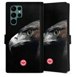 DeinDesign Galaxy S22 Ultra Handy Klapph&uuml;lle Handyh&uuml;lle aus Kunst Leder schwarz Flip Case European Cup Official Licensed Product Eintracht Frankfurt Sideflip mit