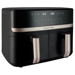 Russell Hobbs Hei&szlig;luftfritteuse "27680-56 s SatisFryTM Dual basket, 4,5L", schwarz, B:31,5cm H:39,2cm T:44,3cm, Fritteusen, Airfryer&ndash;wenig oder kein &Ouml;l erforderlich, 9 Programme, 9 L