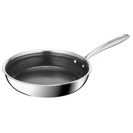 Bratpfanne Tefal "Master Mesh", edelstahl, B:25,8cm H:8,9cm L:45cm &Oslash;:24cm, Pfannen, Bratpfanne, HybridMesh-Technologie, mineralische Oberfl&auml;che, induktionsgeeignet