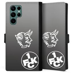 DeinDesign Galaxy S22 Ultra Handy Klapph&uuml;lle Handyh&uuml;lle aus Kunst Leder schwarz Flip Case Logo 1. Fck 1. Fc Kaiserslautern Sideflip mit langer Lasche