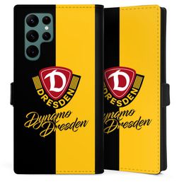 DeinDesign Galaxy S22 Ultra Handy Klapph&uuml;lle Handyh&uuml;lle aus Kunst Leder schwarz Flip Case Sg Dynamo Dresden Official Licensed Product Sgd Sideflip mit langer 