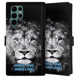 DeinDesign Galaxy S22 Ultra Handy Klapph&uuml;lle Handyh&uuml;lle aus Kunst Leder schwarz Flip Case Official Licensed Product Tsv 1860 M&uuml;nchen Lion Sideflip mit langer 