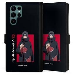 DeinDesign Galaxy S22 Ultra Handy Klapph&uuml;lle Handyh&uuml;lle aus Kunst Leder schwarz Flip Case Official Licensed Product Itachi Uchiha Naruto Shippuden Sideflip mit 