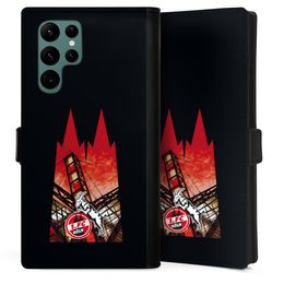 DeinDesign Galaxy S22 Ultra Handy Klapph&uuml;lle Handyh&uuml;lle aus Kunst Leder schwarz Flip Case 1. Fc K&ouml;ln Cologne Cathedral Official Licensed Product Sideflip mit 