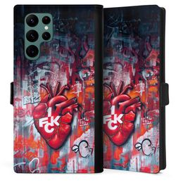 DeinDesign Galaxy S22 Ultra Handy Klapph&uuml;lle Handyh&uuml;lle aus Kunst Leder schwarz Flip Case 1. Fck 1. Fc Kaiserslautern Heart Sideflip mit langer Lasche