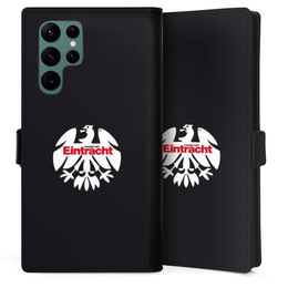 DeinDesign Galaxy S22 Ultra Handy Klapph&uuml;lle Handyh&uuml;lle aus Kunst Leder schwarz Flip Case Eagle Retro Logo Sideflip mit langer Lasche