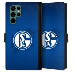 DeinDesign Galaxy S22 Ultra Handy Klapph&uuml;lle Handyh&uuml;lle aus Kunst Leder schwarz Flip Case Official Licensed Product Fc Schalke 04 Schalke 04 Sideflip mit langer 