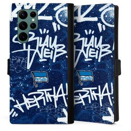 DeinDesign Galaxy S22 Ultra Handy Klapph&uuml;lle Handyh&uuml;lle aus Kunst Leder schwarz Flip Case Official Licensed Product Hertha Bsc Graffiti Sideflip mit langer 