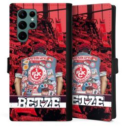 DeinDesign Galaxy S22 Ultra Handy Klapph&uuml;lle Handyh&uuml;lle aus Kunst Leder schwarz Flip Case Official Licensed Product 1. Fc Kaiserslautern 1. Fck Sideflip mit 