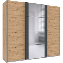 Schwebet&uuml;renschrank wimex "Bern Schiebet&uuml;renschrank", schwarz (artisan eiche nachbildung, graphit, griffe: schwarz), B:225cm H:210cm T:64cm, Holzwerkstoff, Schr&auml;nke, Schwebet&uuml;renschrank, Schrank mit zus&auml;tzlicher Innenausstattung, Garderobe