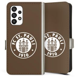 DeinDesign Galaxy A53 5G Handy Klapph&uuml;lle Handyh&uuml;lle aus Kunst Leder wei&szlig; Flip Case Fc St. Pauli Official Licensed Product Coat Of Arms Sideflip mit Lasche