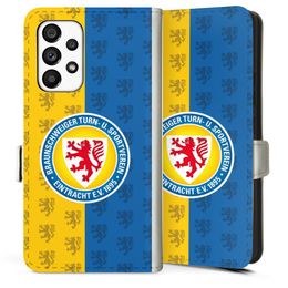 DeinDesign Galaxy A53 5G Handy Klapph&uuml;lle Handyh&uuml;lle aus Kunst Leder wei&szlig; Flip Case Official Licensed Product Eintracht Braunschweig Logo Sideflip mit Lasche