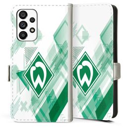 DeinDesign Galaxy A53 5G Handy Klapph&uuml;lle Handyh&uuml;lle aus Kunst Leder wei&szlig; Flip Case Sv Werder Bremen Official Licensed Product Muster Sideflip mit Lasche