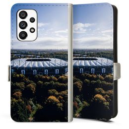 DeinDesign Galaxy A53 5G Handy Klapph&uuml;lle Handyh&uuml;lle aus Kunst Leder wei&szlig; Flip Case Hamburger Sv Hsv Stadium Sideflip mit Lasche