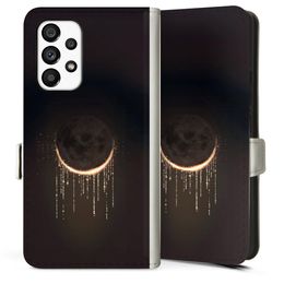 DeinDesign Galaxy A53 5G Handy Klapph&uuml;lle Handyh&uuml;lle aus Kunst Leder wei&szlig; Flip Case Moon Light Full Moon Sideflip mit Lasche