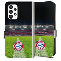 DeinDesign Galaxy A53 5G Handy Klapph&uuml;lle Handyh&uuml;lle aus Kunst Leder wei&szlig; Flip Case Stadium Fcb Fc Bayern M&uuml;nchen Sideflip mit Lasche
