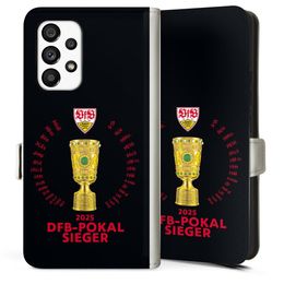 DeinDesign Galaxy A53 5G Handy Klapph&uuml;lle Handyh&uuml;lle aus Kunst Leder wei&szlig; Flip Case Vfb Stuttgart Trophy Official Licensed Product Sideflip mit Lasche