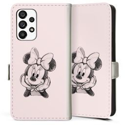 DeinDesign Galaxy A53 5G Handy Klapph&uuml;lle Handyh&uuml;lle aus Kunst Leder wei&szlig; Flip Case Minnie Mouse Disney Official Licensed Product Sideflip mit Lasche