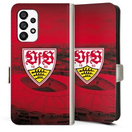 DeinDesign Galaxy A53 5G Handy Klapph&uuml;lle Handyh&uuml;lle aus Kunst Leder wei&szlig; Flip Case Vfb Stuttgart Official Licensed Product Stadium Sideflip mit Lasche