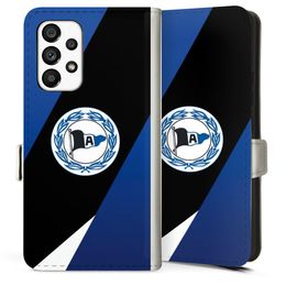 DeinDesign Galaxy A53 5G Handy Klapph&uuml;lle Handyh&uuml;lle aus Kunst Leder wei&szlig; Flip Case Arminia Bielefeld Official Licensed Product Dsc Sideflip mit Lasche