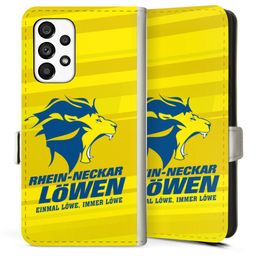 DeinDesign Galaxy A53 5G Handy Klapph&uuml;lle Handyh&uuml;lle aus Kunst Leder wei&szlig; Flip Case Rhein-Neckar-L&ouml;wen Official Licensed Product Rnl Sideflip mit Lasche