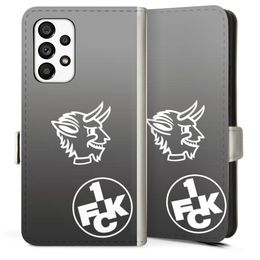 DeinDesign Galaxy A53 5G Handy Klapph&uuml;lle Handyh&uuml;lle aus Kunst Leder wei&szlig; Flip Case 1. Fc Kaiserslautern Logo 1. Fck Sideflip mit Lasche