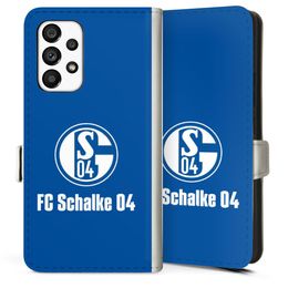 DeinDesign Galaxy A53 5G Handy Klapph&uuml;lle Handyh&uuml;lle aus Kunst Leder wei&szlig; Flip Case Official Licensed Product Logo Fc Schalke 04 Sideflip mit Lasche