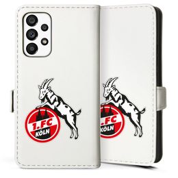 DeinDesign Galaxy A53 5G Handy Klapph&uuml;lle Handyh&uuml;lle aus Kunst Leder wei&szlig; Flip Case Transparent 1. Fc K&ouml;ln Logo Sideflip mit Lasche
