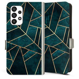 DeinDesign Galaxy A53 5G Handy Klapph&uuml;lle Handyh&uuml;lle aus Kunst Leder wei&szlig; Flip Case Elisabeth Fredriksson Gold & Copper Stone Sideflip mit Lasche