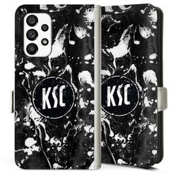 DeinDesign Galaxy A53 5G Handy Klapph&uuml;lle Handyh&uuml;lle aus Kunst Leder wei&szlig; Flip Case Ksc Official Licensed Product Karlsruher Sc Sideflip mit Lasche