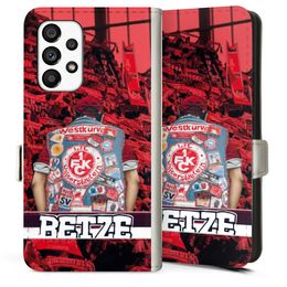 DeinDesign Galaxy A53 5G Handy Klapph&uuml;lle Handyh&uuml;lle aus Kunst Leder wei&szlig; Flip Case 1. Fck Official Licensed Product 1. Fc Kaiserslautern Sideflip mit Lasche