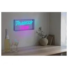 N&auml;ve N&Auml;VE LED Dekolicht "PROSECCO TIME", transparent, 1, H: 15cm, 1 Stk., Leuchten, Schriftzug beleuchtet blau rot, Tisch- Wandfunktion, transparent, USB