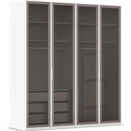 Kleiderschrank Rauch "Schrank Garderobe SKAT SHINE Breiten 151/201/251/301cm, H&ouml;he 223/235cm", alpinwei&szlig;, B:201cm H:223cm T:61cm, Glas, Holzwerkstoff, Schr&auml;nke, Kleiderschrank, edle Schrankfront mit hochwertigen Glasrahment&uuml;ren MADE IN GERMANY