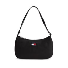 Schultertasche Tommy Jeans "TJW ESS DAILY SHOULDER BAG", Damen, Gr. B/H/T: 27cm x 15cm x 8,5cm, schwarz, Textil, Taschen Schultertasche, Damen Handtasche, Umh&auml;ngetasche mit Logoschriftzug auf dem Riemen