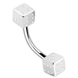Adelia&acute;s Brustwarzenpiercing ADELIA&acute;S "Piercing - Brustwarzenpiercing Titan W&uuml;rfel", silber, Piercings, Damen, Motiv W&uuml;rfel, 6 mm L&auml;nge, 1,6 mm St&auml;rke, Titan