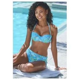 B&uuml;gel-Bandeau-Bikini-Top Sunseeker "Lapa", Damen, Gr. 42, Cup A, blau (t&uuml;rkis bedruckt), Microfaser, Recycling-Polyamid, bedruckt, Bikini-Oberteile, mit tropischem Print