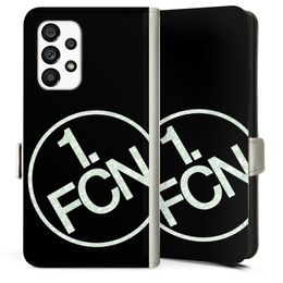 DeinDesign Galaxy A53 5G Handy Klapph&uuml;lle Handyh&uuml;lle aus Kunst Leder wei&szlig; Flip Case 1. Fc N&uuml;rnberg 1. Fcn Logo Sideflip mit Lasche