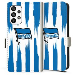 DeinDesign Galaxy A53 5G Handy Klapph&uuml;lle Handyh&uuml;lle aus Kunst Leder wei&szlig; Flip Case Bundesliga Official Licensed Product Hertha Bsc Sideflip mit Lasche
